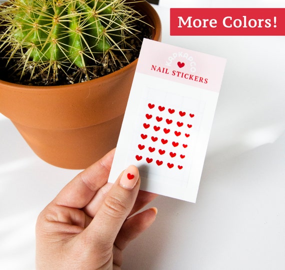 Heart Nail Stickers Nail Decals Valentines Day Nails | Etsy