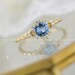 18K Solid Gold London Blue Topaz Ring Round Blue Topaz Gold - Etsy