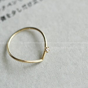 V Shaped Diamond Ring, Diamond Stacking Ring, Single Diamond Ring, Art ...