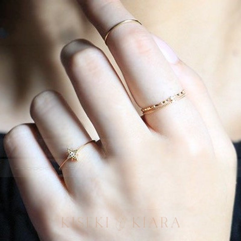 14k Real Gold Double Band Moissanite Diamond Ring Double | Etsy