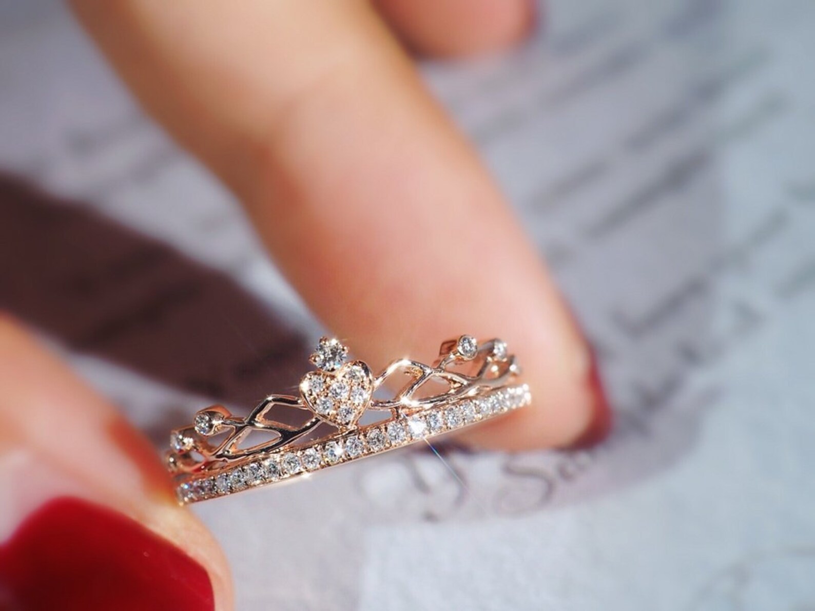 14K Gold Princess Tiara Ring Princess Crown Ring Japanese - Etsy