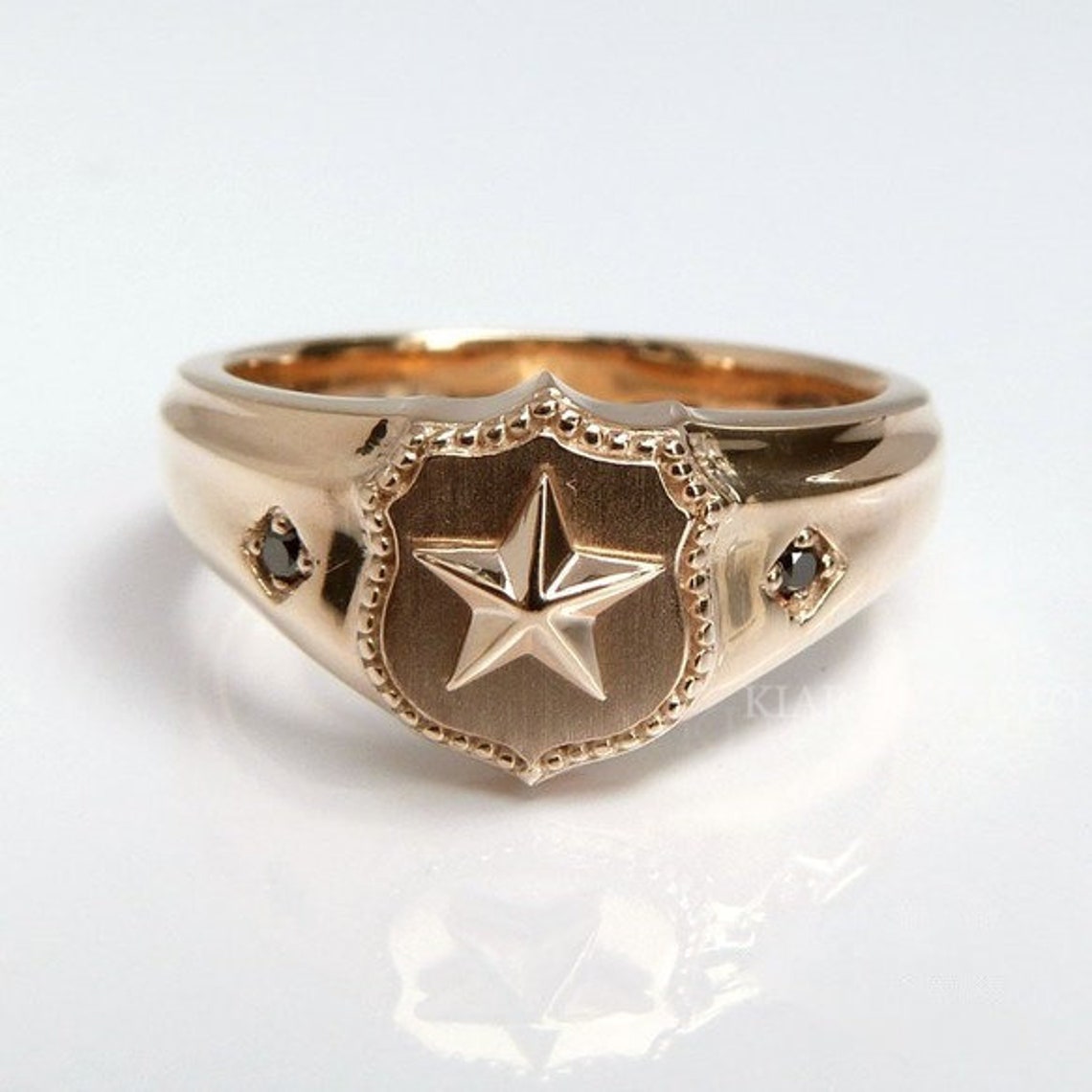 9ct Solid Gold Star Ring Mens Star Signet Ring Mens Gold - Etsy