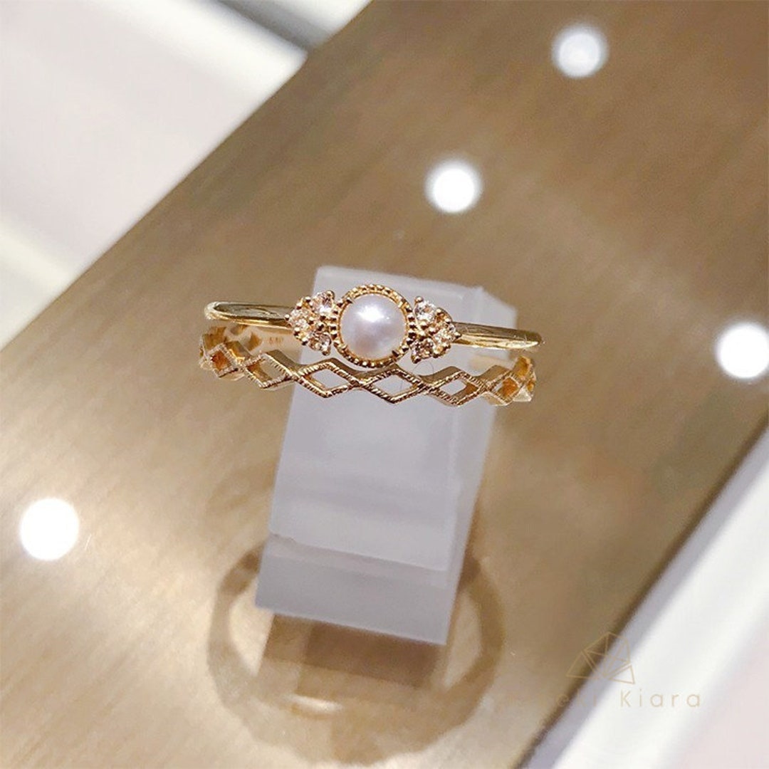 Beautiful Japanese Rings, Freshwater Pearl Ring, Dainty Rings Rose Gold ...