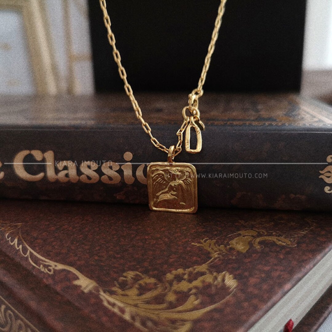 Mara Necklace Retro Roman Coin Angel Square Necklace Vintage Inspired ...