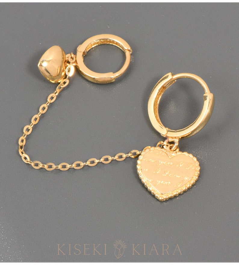 10k Solid Gold Love Twin Hoop Conch Earring Heart Shape - Etsy