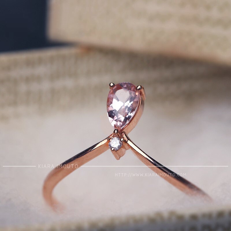 18KT Rose Gold Morganite Ring Pear Shaped Morganite Ring | Etsy