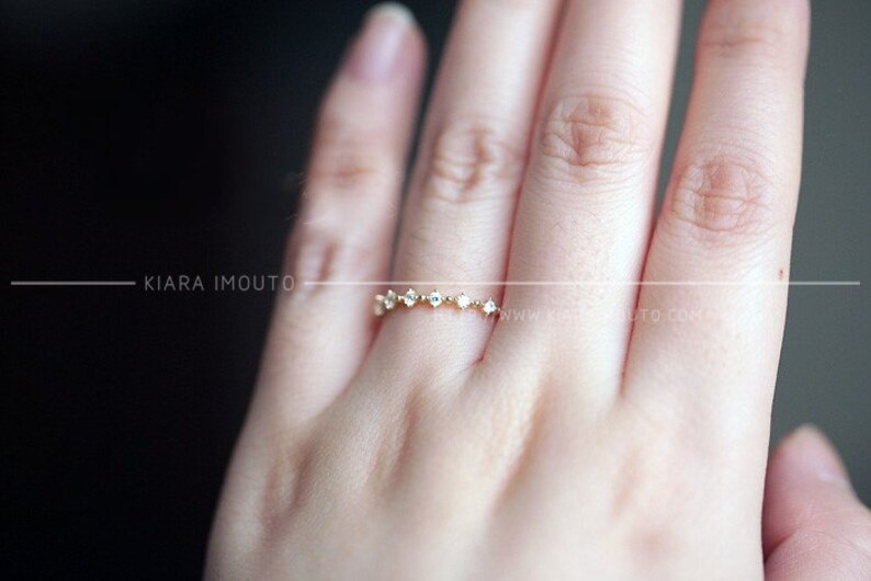 14K Gold Ring Mini Diamond Ring Thin Gold Ring Engagement | Etsy