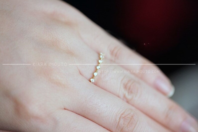 14K Gold Ring Mini Diamond Ring Thin Gold Ring Engagement | Etsy