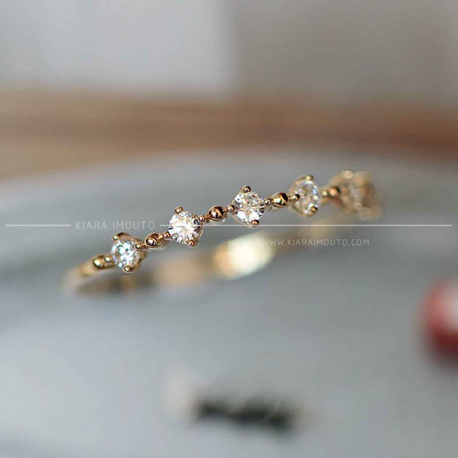 14K Gold Ring Mini Diamond Ring Thin Gold Ring Engagement - Etsy