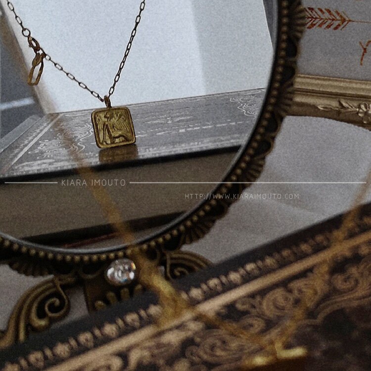 Mara Necklace Retro Roman Coin Angel Square Necklace Vintage - Etsy