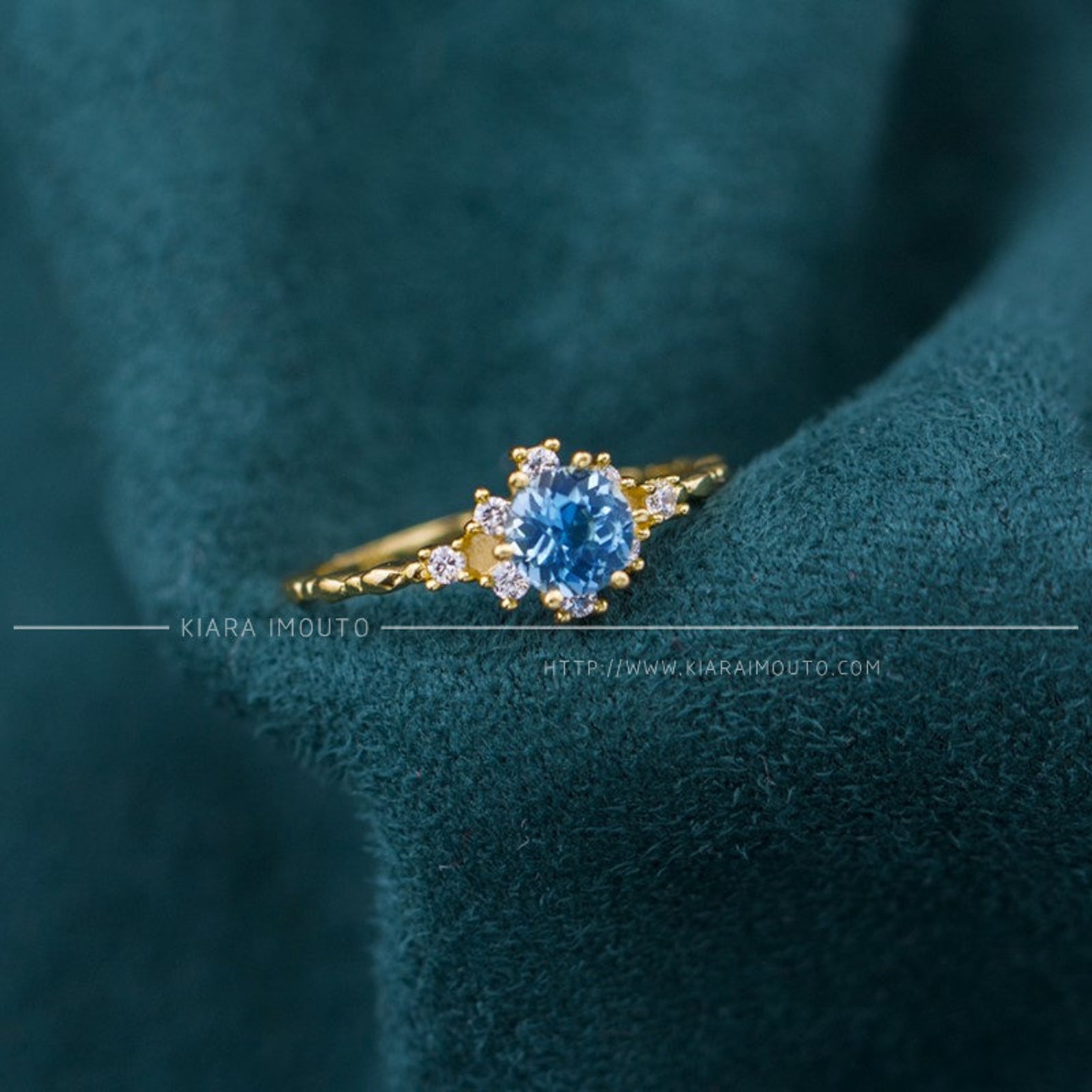 18K Solid Gold London Blue Topaz Ring Round Blue Topaz Gold | Etsy