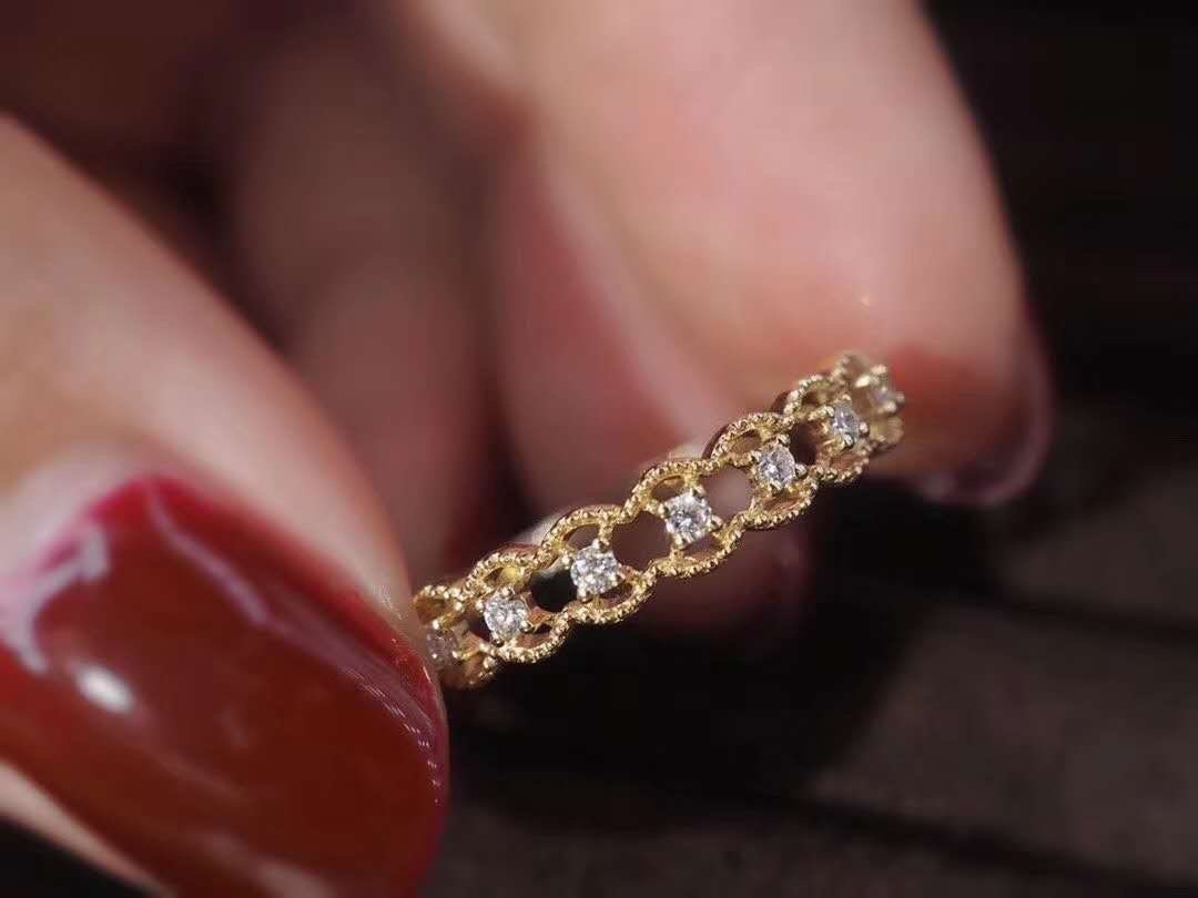 Lace Ring Band, 14K Gold Lace Ring, Lace Engagement Ring, Dainty Gold ...