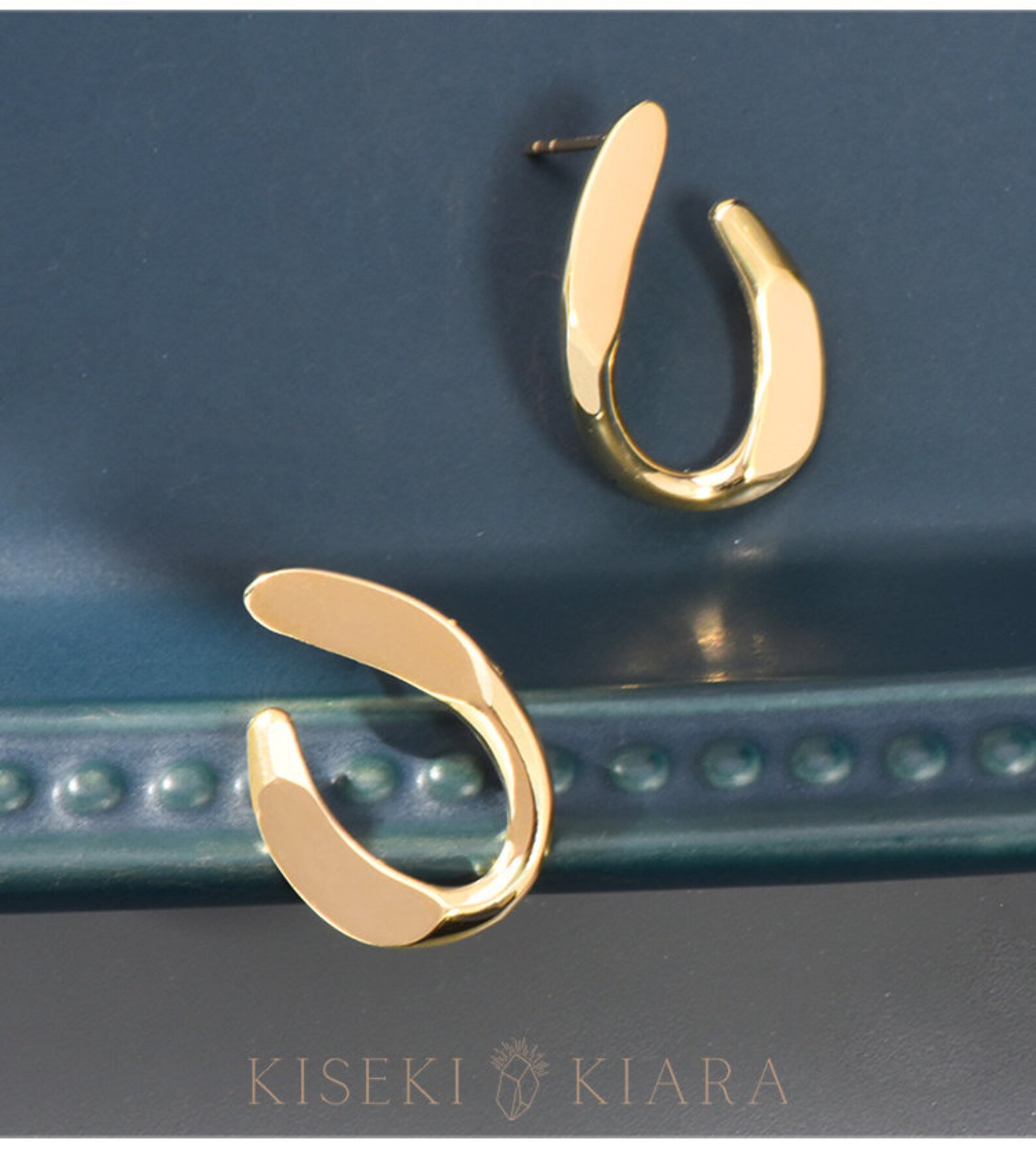 10k Solid Gold Irregular U Shape Earrings Geometric Shape | Etsy