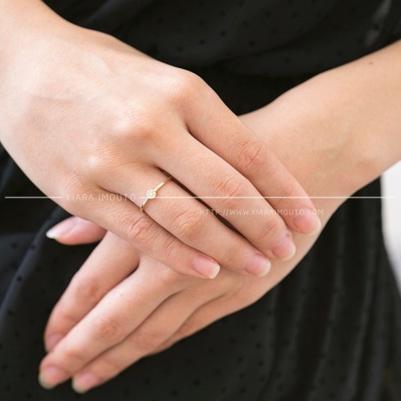 14 Karat Gold Simple Round Diamond Ring Circle Diamond Ring - Etsy