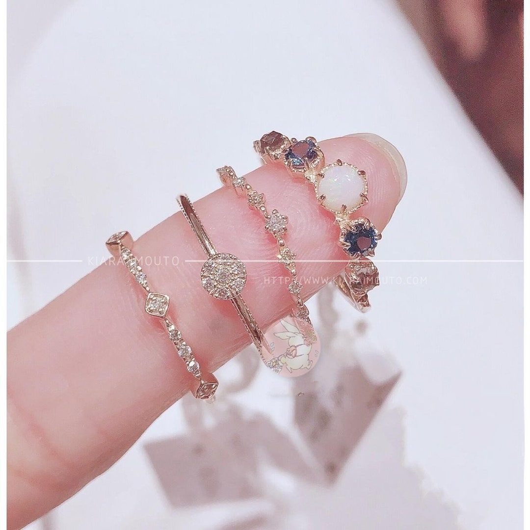 14 Karat Gold Simple Round Diamond Ring, Circle Diamond Ring, Basic ...