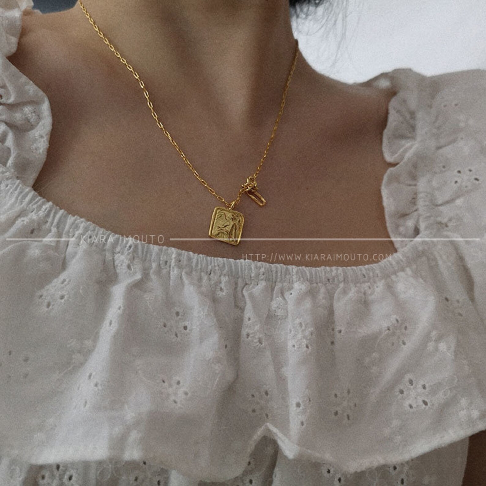 Mara Necklace Retro Roman Coin Angel Square Necklace Vintage - Etsy