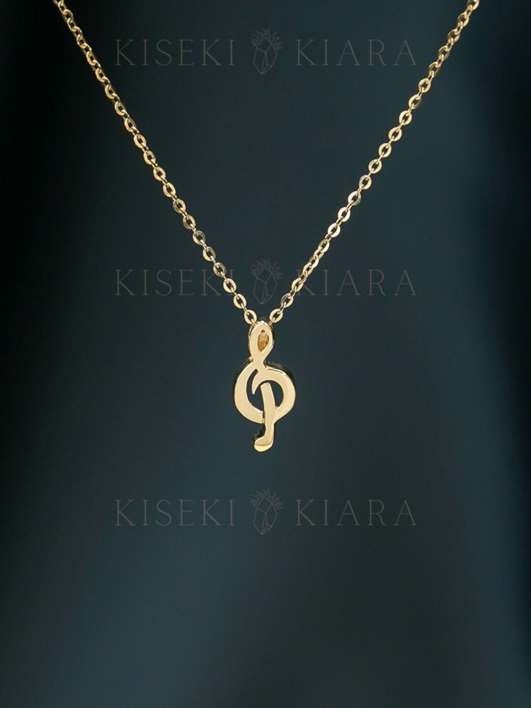14k Solid Gold Treble Clef Musical Charm, G Clef Musical Symbol Pendant ...