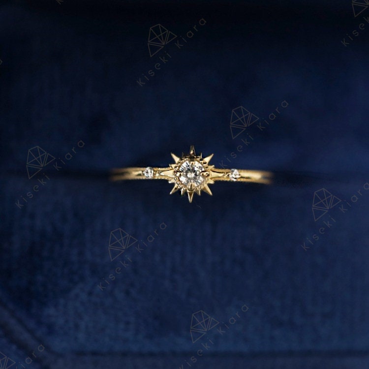 Starburst Ring Star Diamond Ring Snowflake Moissanite Ring | Etsy