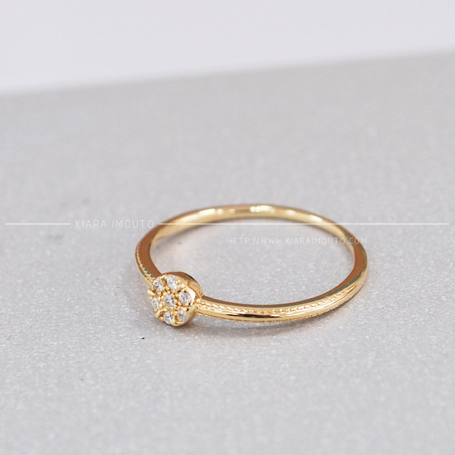 14 Karat Gold Simple Round Diamond Ring Circle Diamond Ring - Etsy