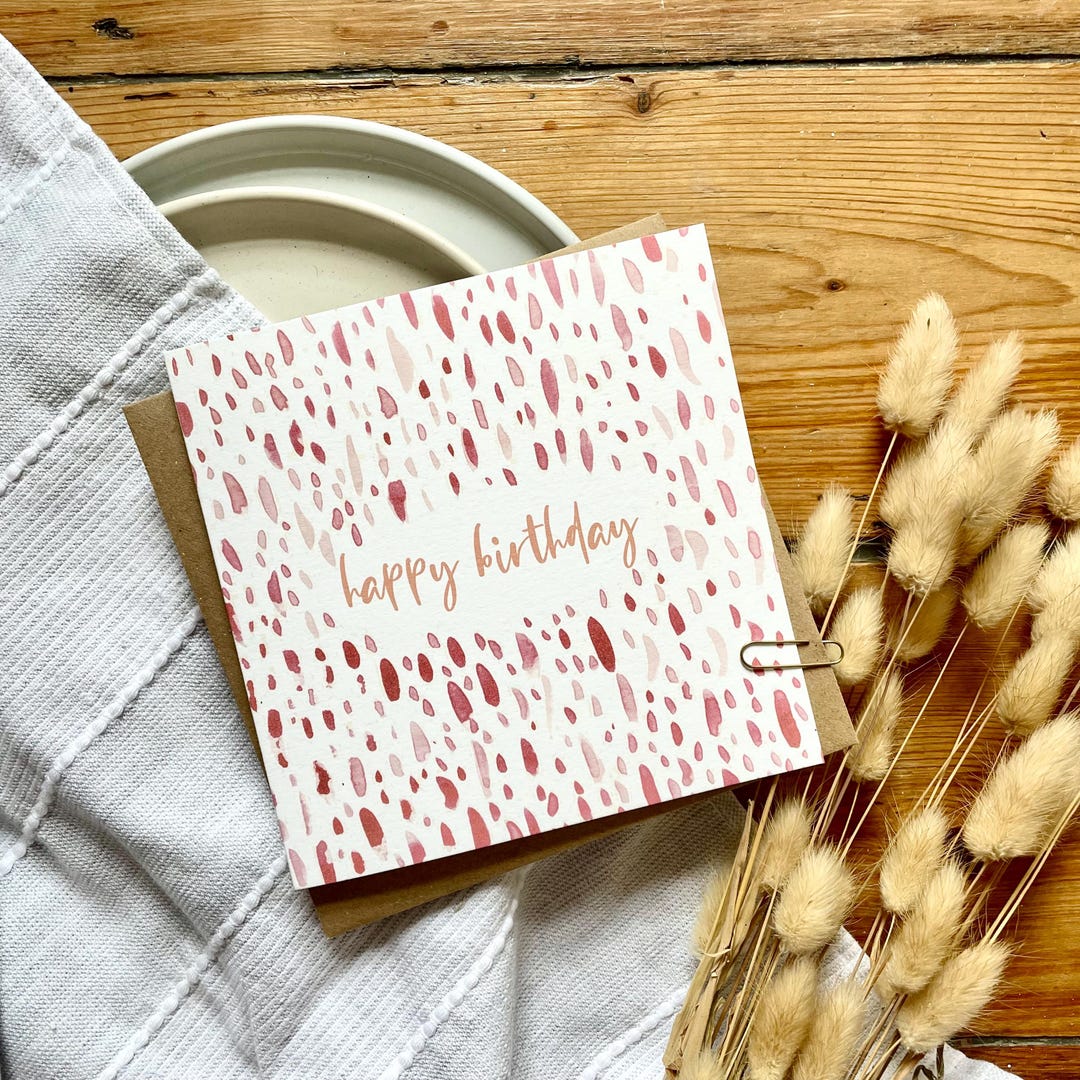 Pink Birthday Card – Elegant Pattern Design, Custom Message for Her ...