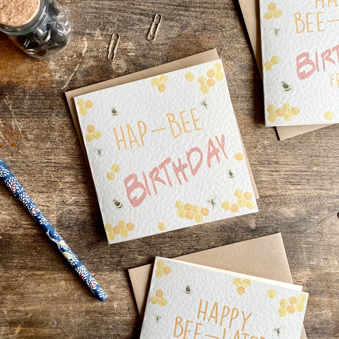 Bumble Bee Birthday Card: Hap-bee Birthday, Personalised - Etsy