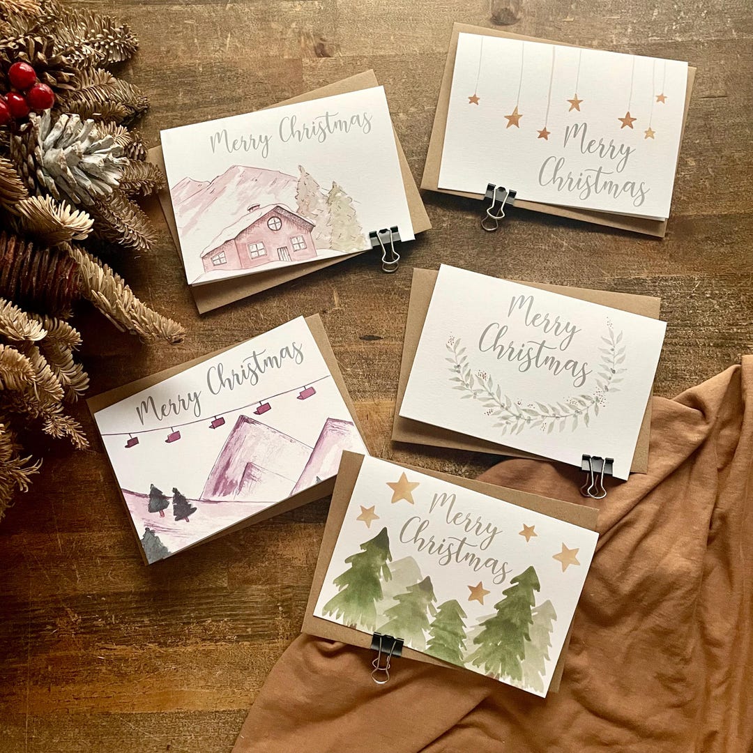 Christmas Card Pack, Pack of 5, Individual Designs, Handmade - Etsy UK
