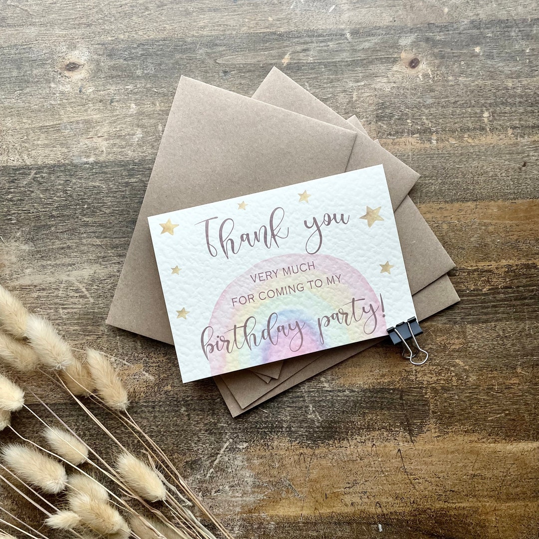 Thank You for Coming, Thank You for My Presents Card, Birthday Party ...