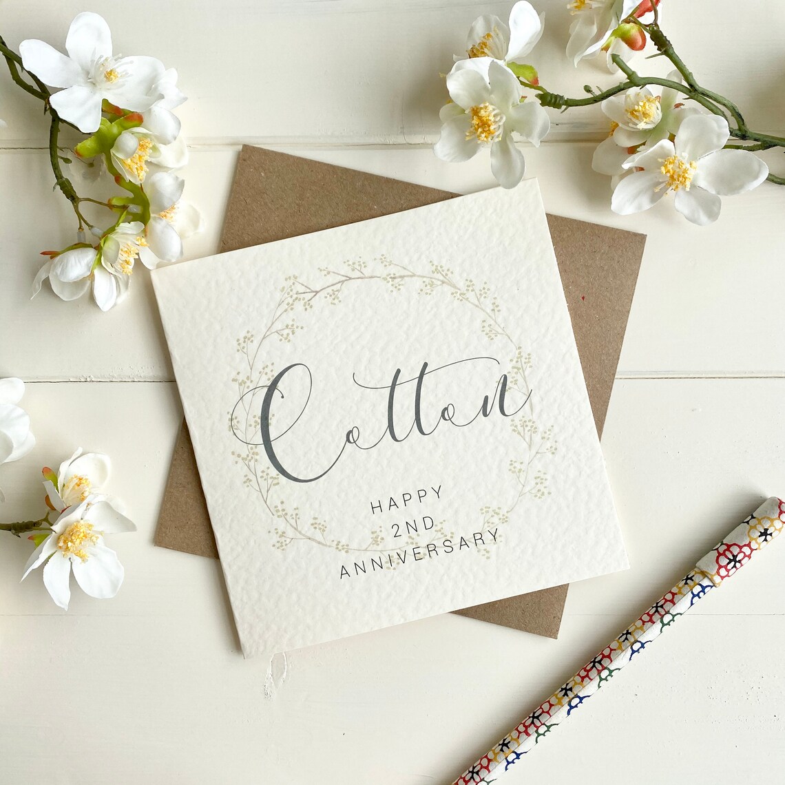 2nd Cotton Anniversary Card 2nd Wedding Anniversary Card | Etsy