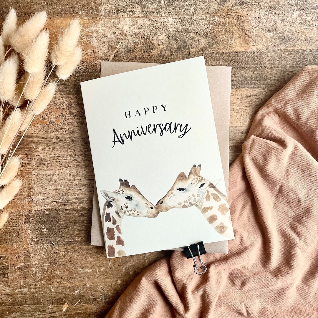 Giraffe Anniversary Card, 1st, 2nd, 3rd, 4th, 5th, 10th, 20th, Happy ...