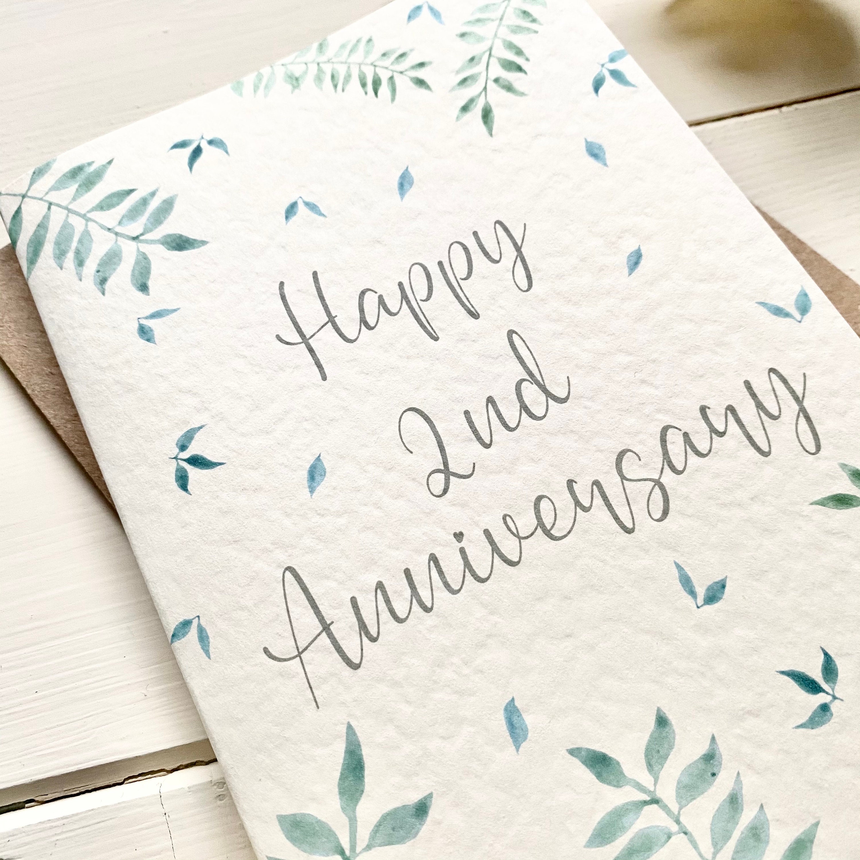 2nd Cotton Anniversary Card 2nd Wedding Anniversary Card | Etsy UK