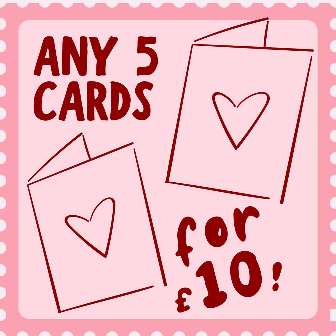 5 Cards for 10 GBP Card Bundle, Mix and Match Any 5 Occasion Cards ...