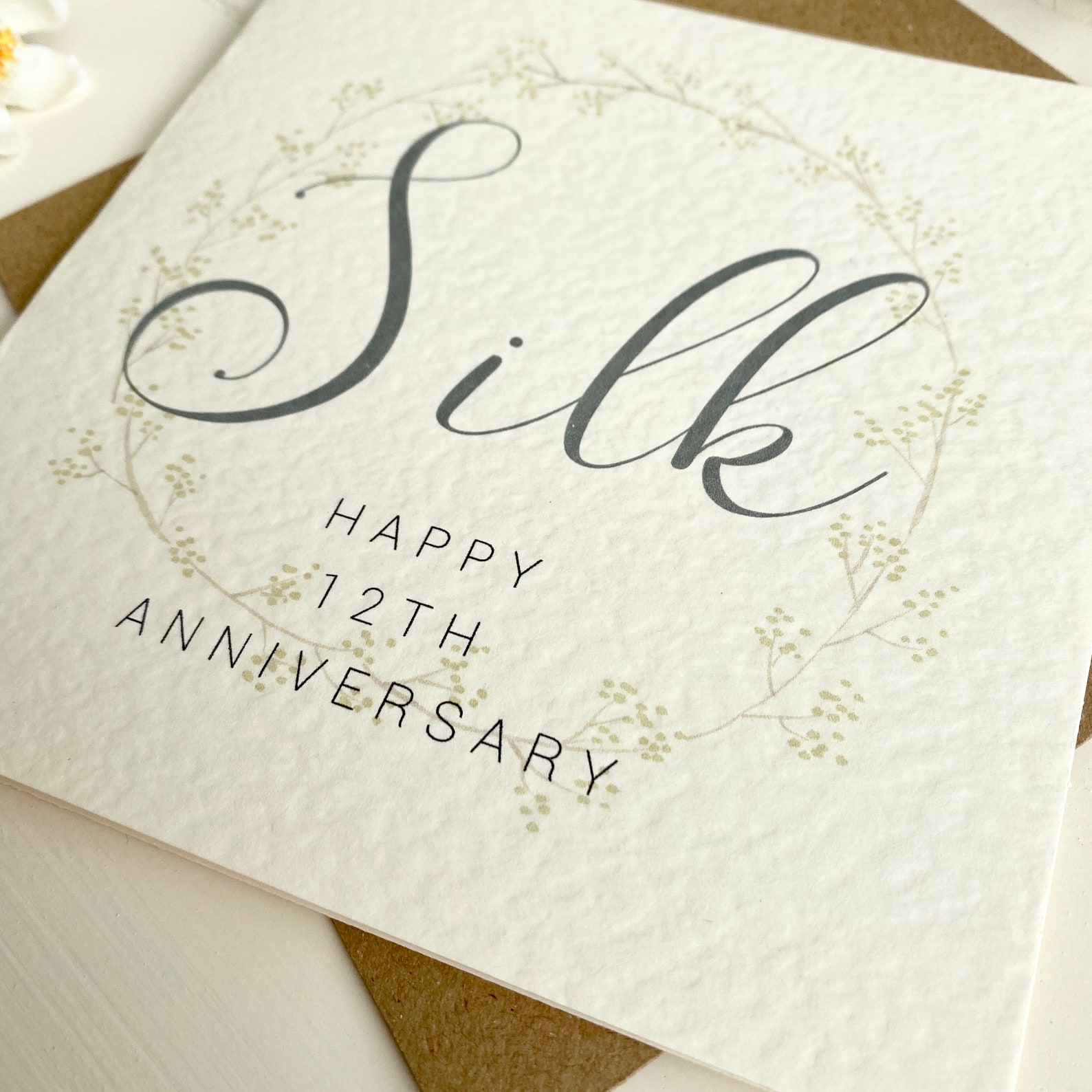 12th Silk Anniversary Card 12th Wedding Anniversary Card for | Etsy UK