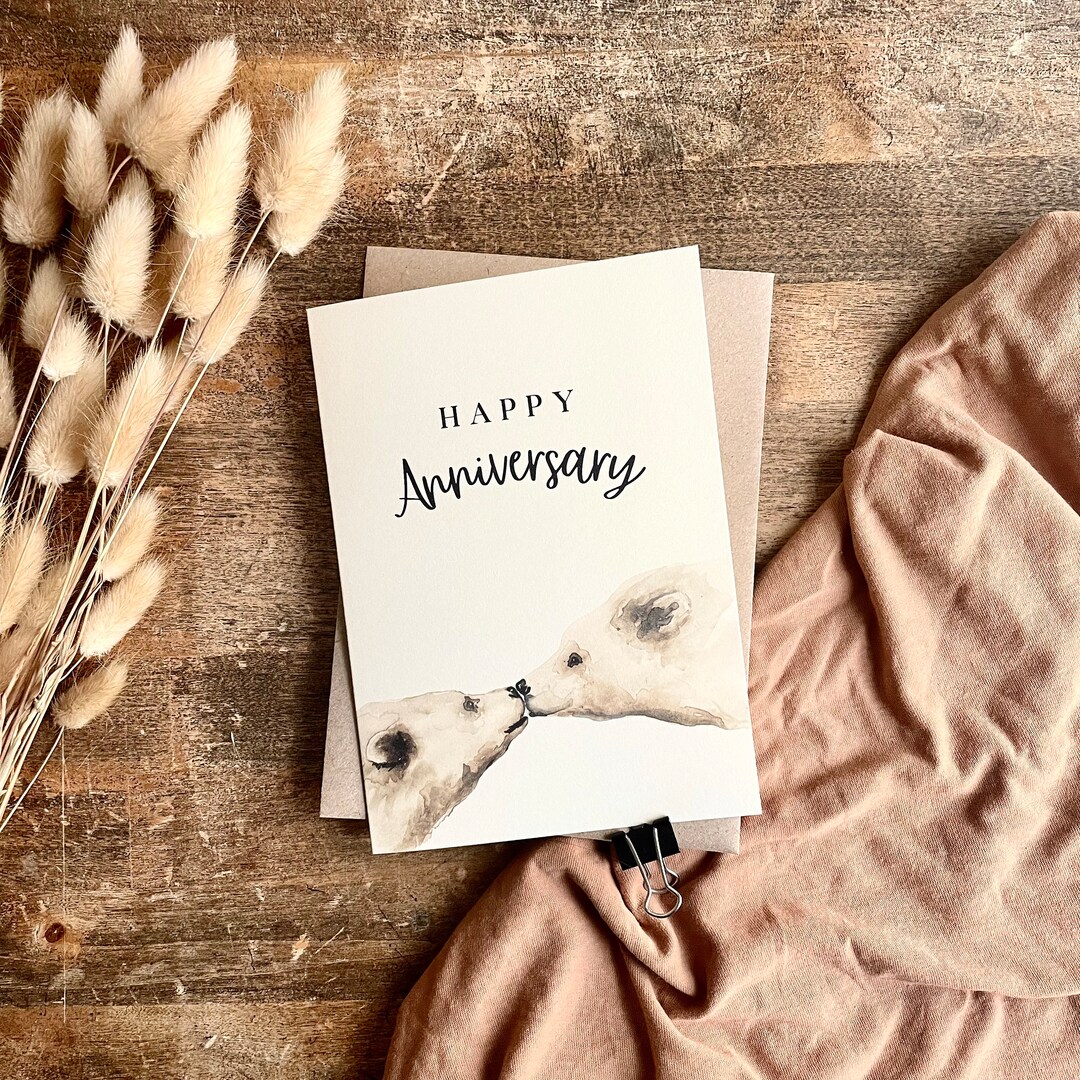 Cute Bear Anniversary Card | Personalised Handmade Love Card UK | for ...