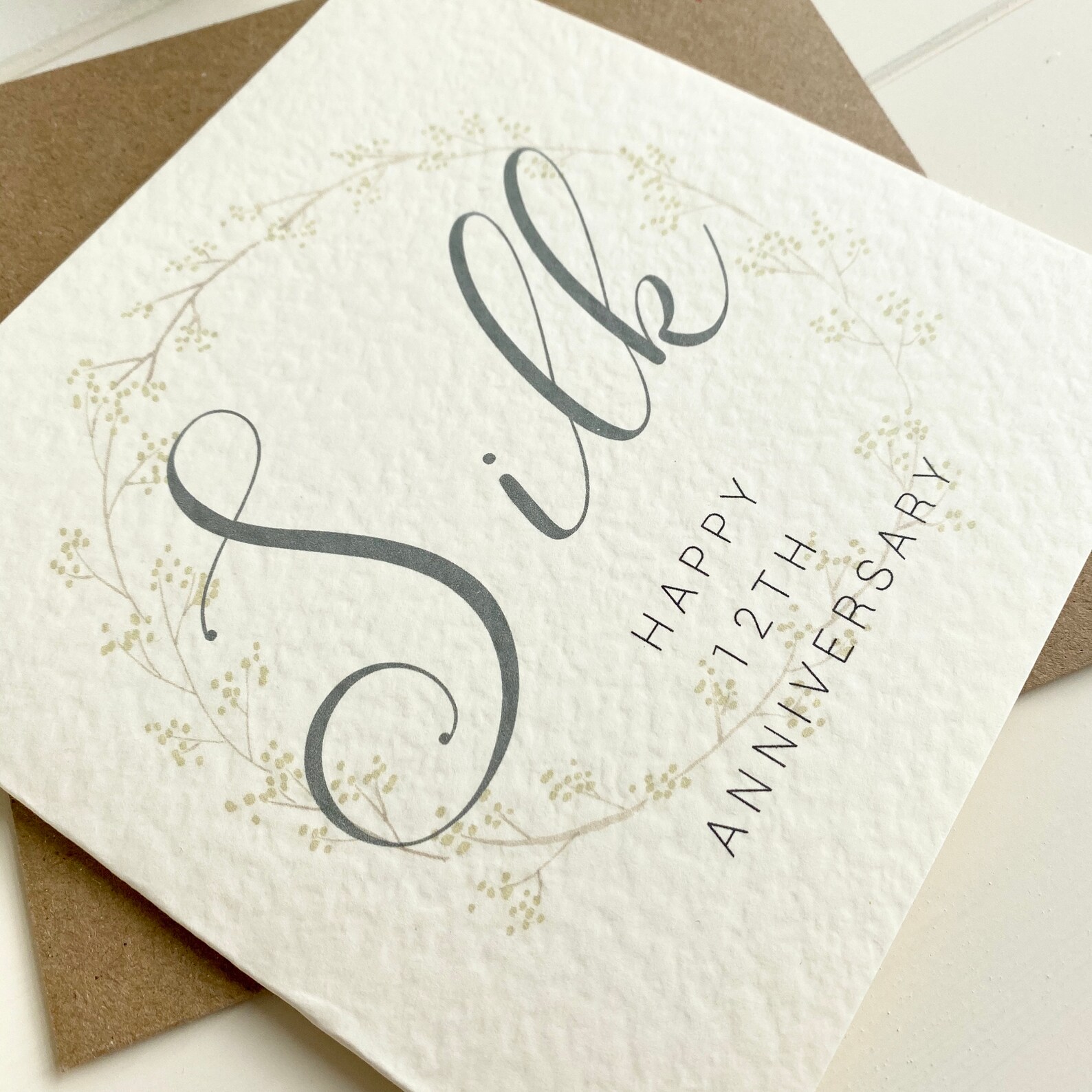 12th Silk Anniversary Card 12th Wedding Anniversary Card for | Etsy UK