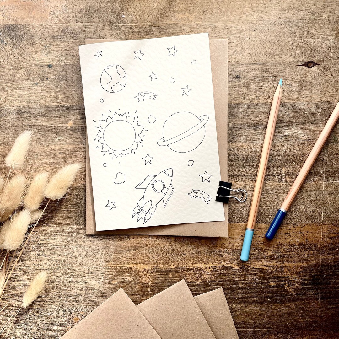 Colour in Cards, Birthday Card for Kids, Colour in at Home, Kids ...