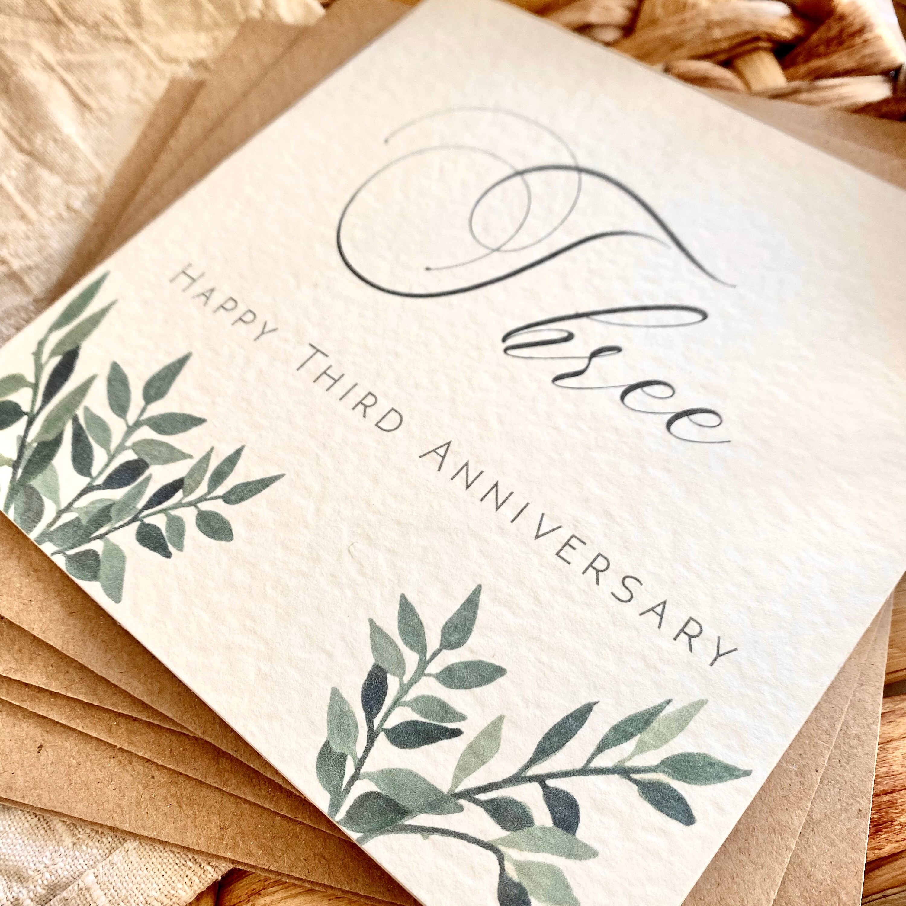 3rd Leather Anniversary Card 3rd Wedding Anniversary Card - Etsy UK