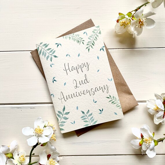 2nd Cotton Anniversary Card 2nd Wedding Anniversary Card for - Etsy