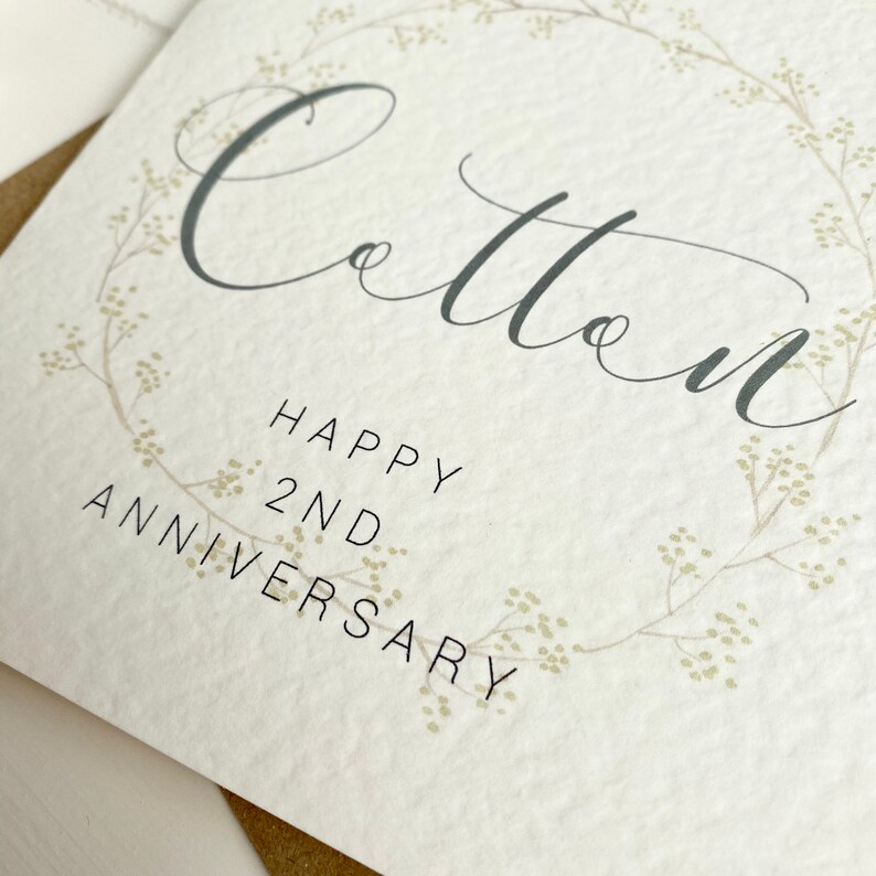 2nd Cotton Anniversary Card 2nd Wedding Anniversary Card | Etsy