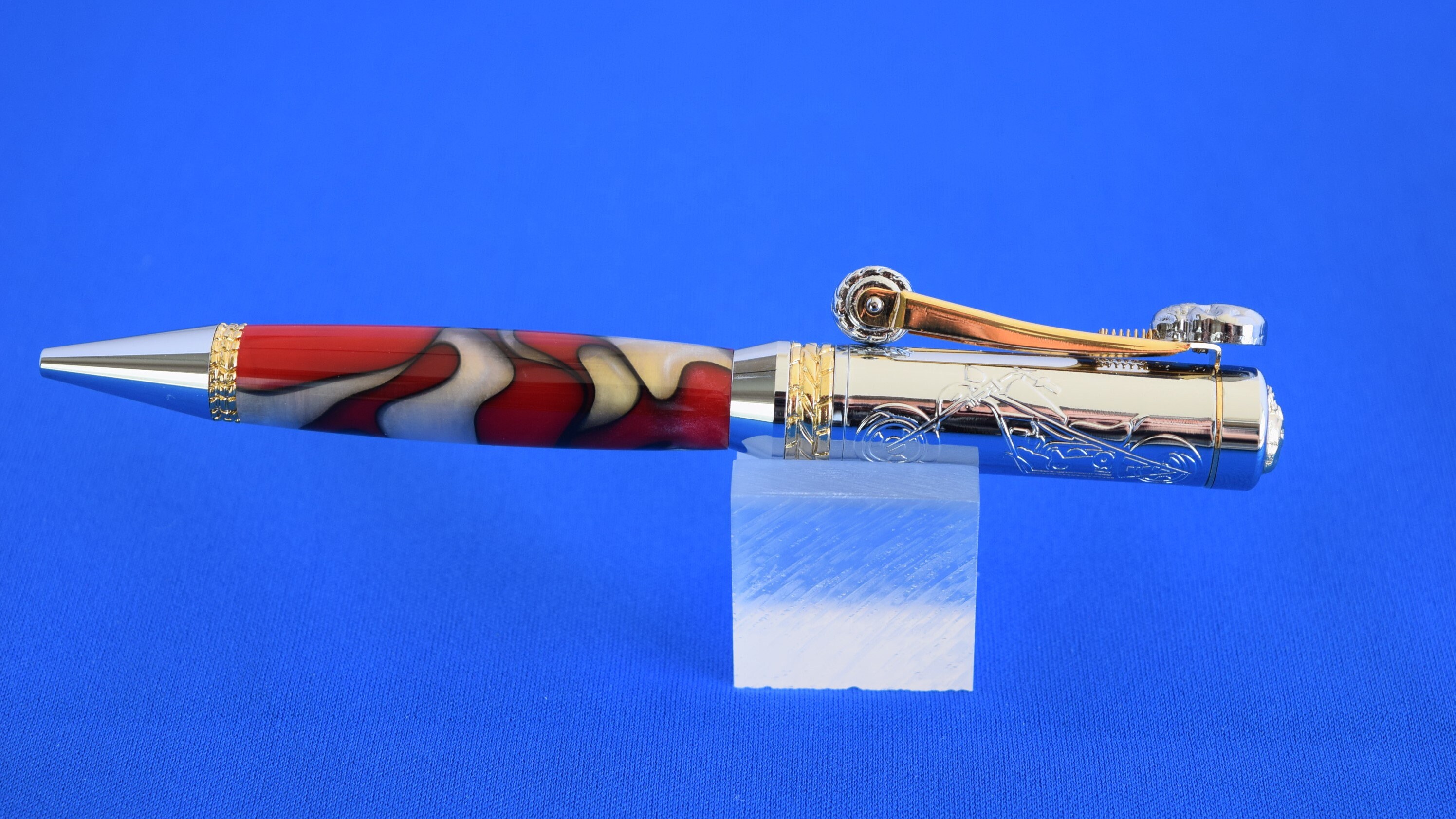 Chopper Ballpoint Pen Kit, Gold and Chrome in Fire and Ice Acrylic - Etsy