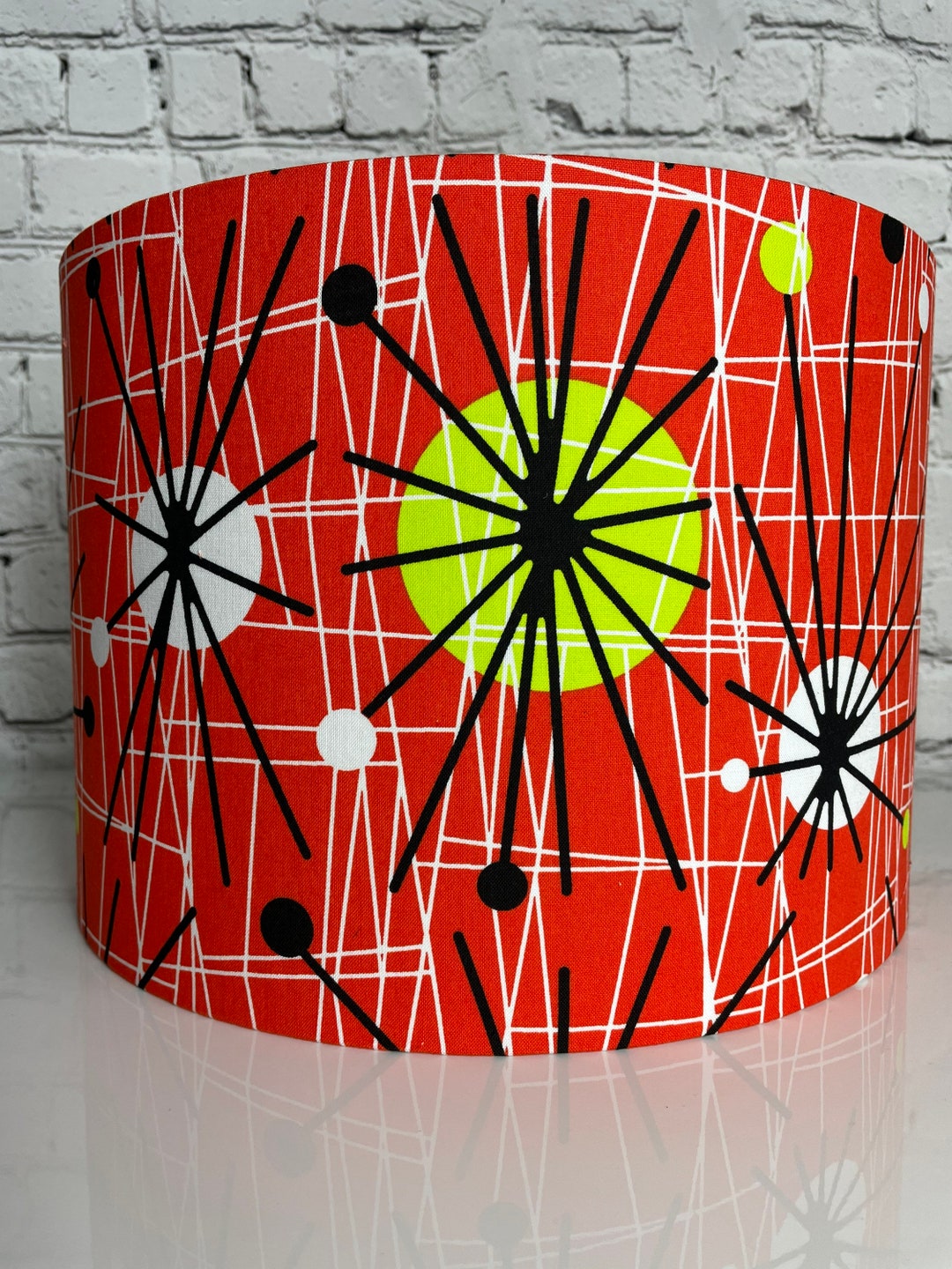Retro 50s Atomic Clementine Fabric Lampshade - Etsy