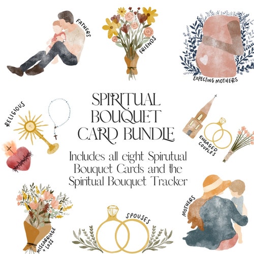 A2 Set of 5 or 10 Spiritual Bouquet Card Floral Praying for | Etsy