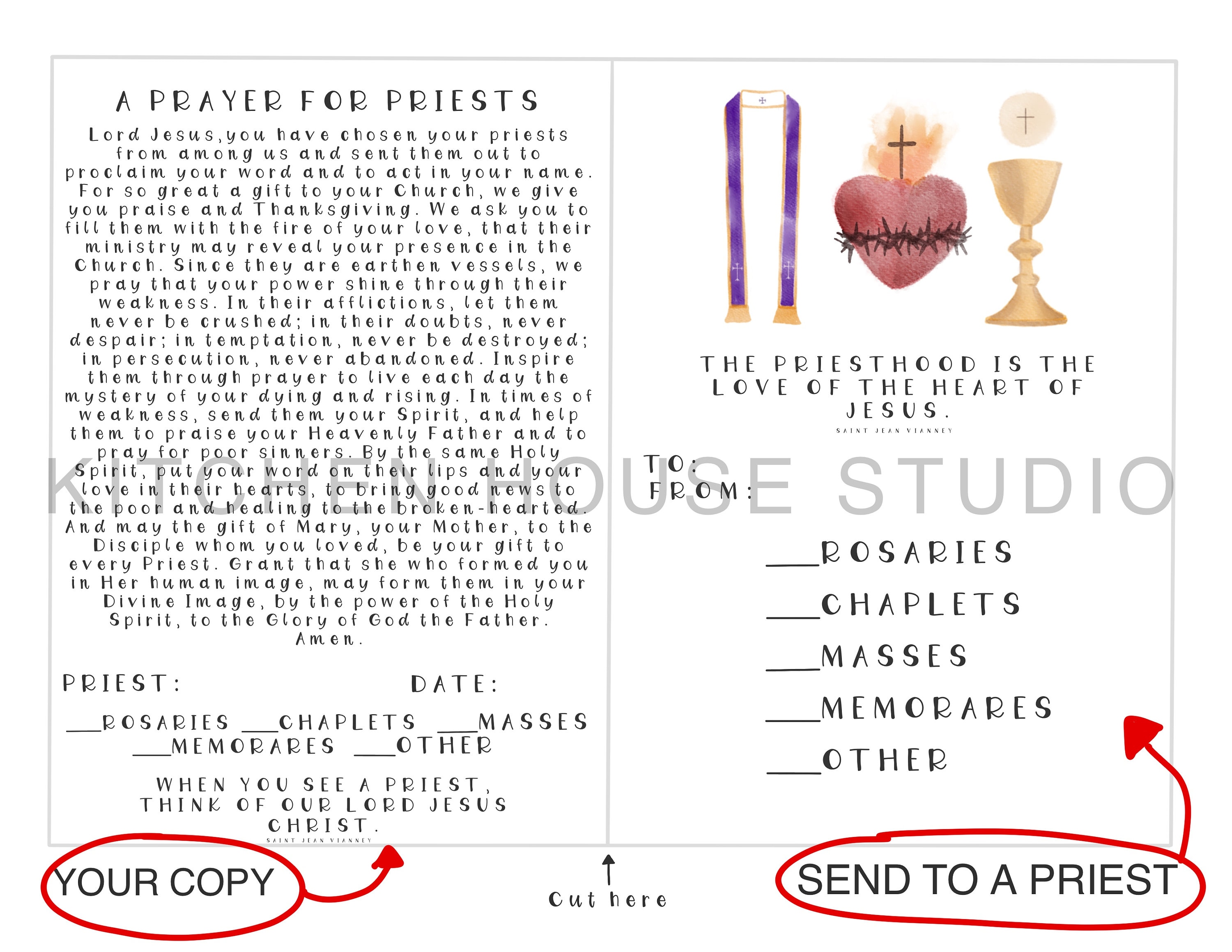 Priest Spiritual Bouquet Printable Card - Etsy