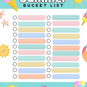 Editable Summer Bucket List for Kids Template Bright A4 Editable ...