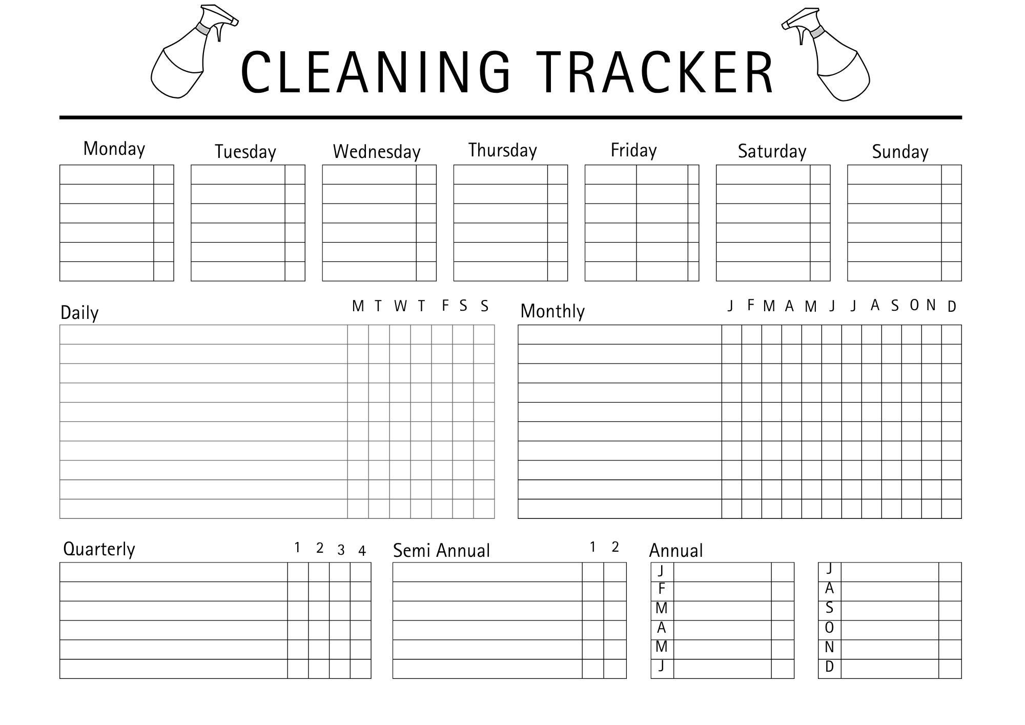 Cleaning Checklist Tracker Schedule Household Chore Planner Daily ...