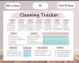 Cleaning Checklist Tracker Schedule Household Chore Planner Daily ...