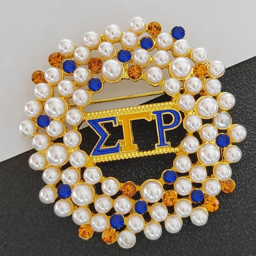 Sigma Gamma Rho Brooch Pearl & Rhinestone Pin - Etsy