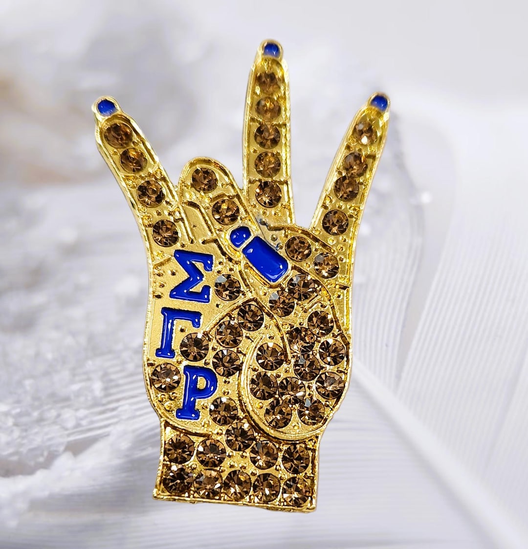 Sigma Gamma Rho Brooch Hand Sign Blue and Gold - Etsy