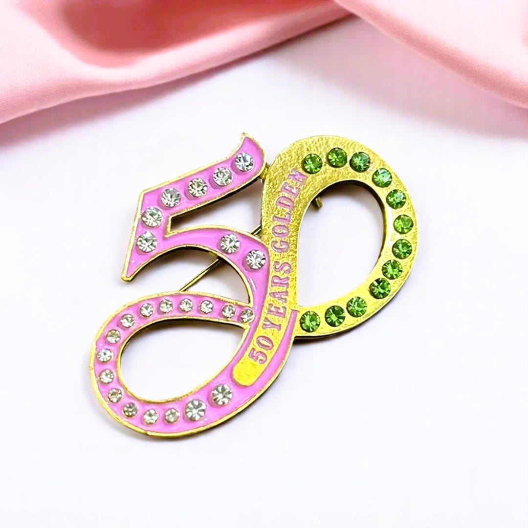 AKA Alpha Kappa Alpha Brooch 50th Gold, Pink and Green Pin - Etsy