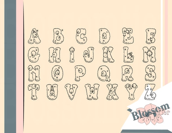 Embellishments Scrapbooking Bubble Font SVG Stamp Font svg Cute ...