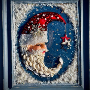 Santa Moon Framed Jewelry Art Unique Christmas Gift Holiday - Etsy